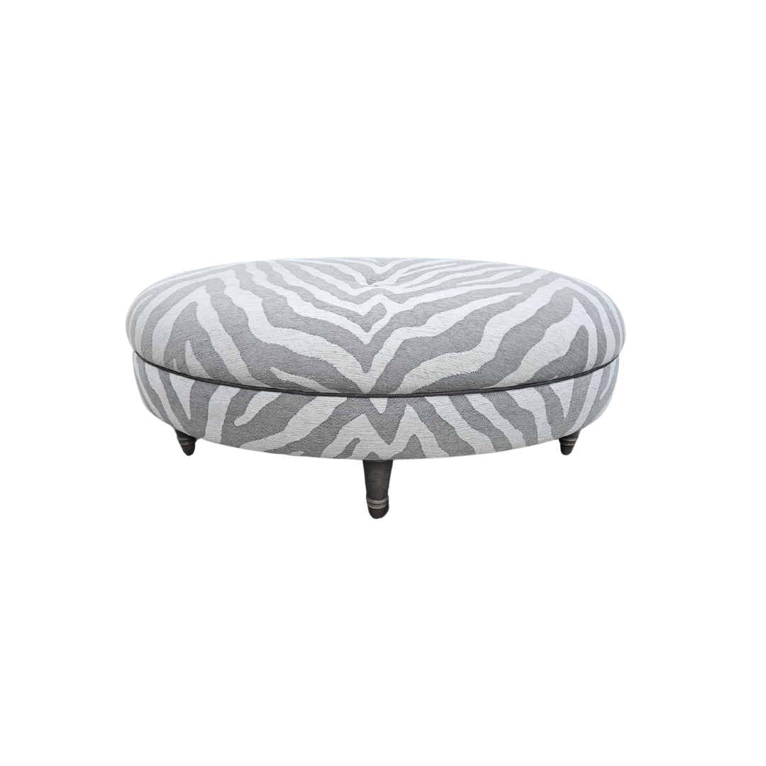 Zanzibar Oval Footstool - Zebra / B Grade – Catalogue Clearance Outlet